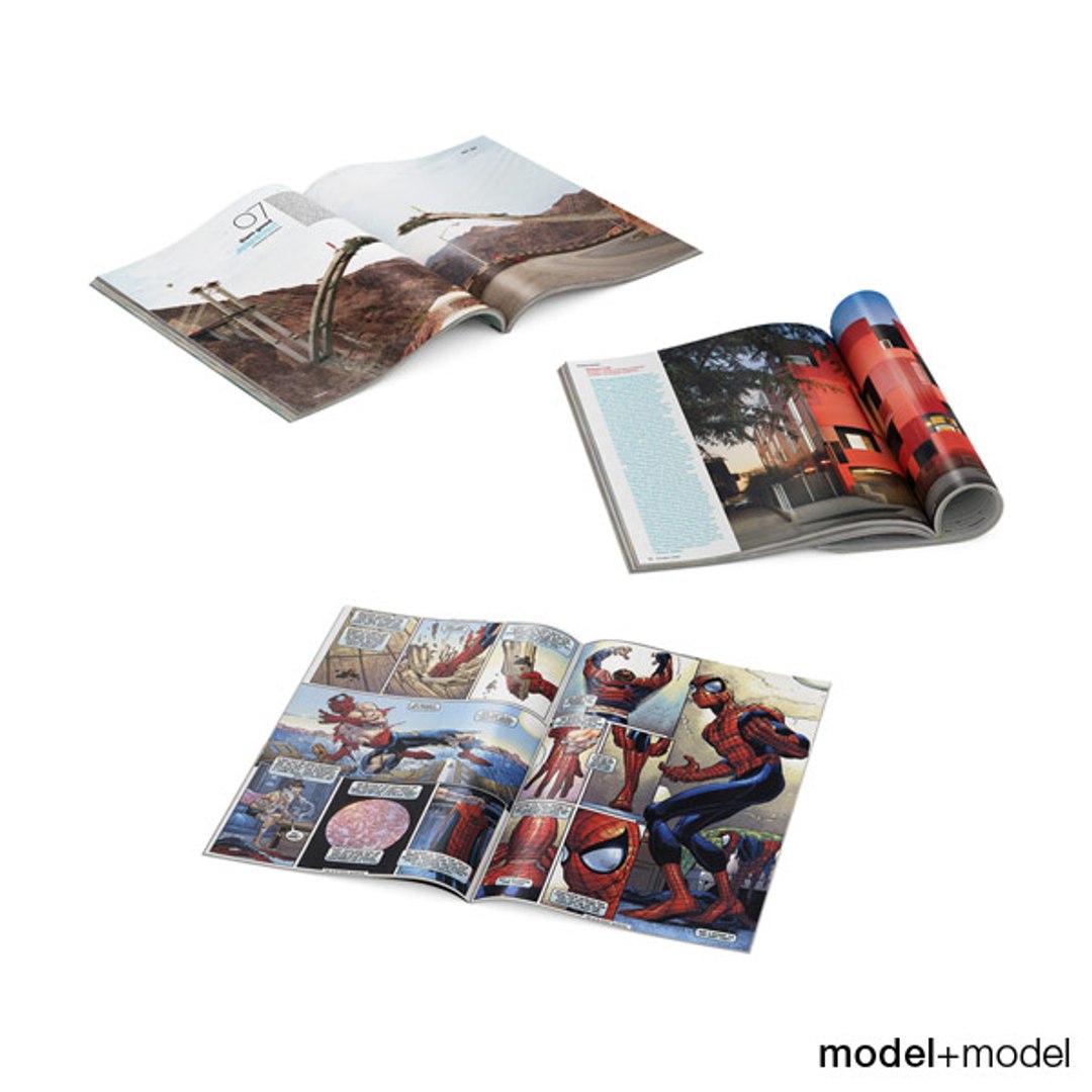 3d model open magazine comic book