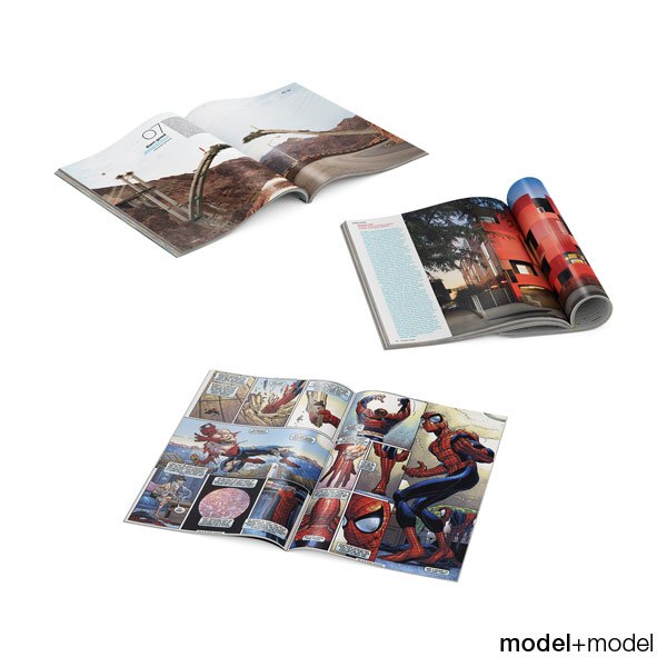 3d model open magazine comic book