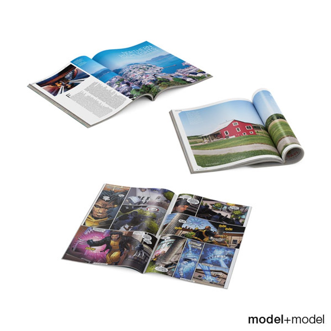 3d model open magazine comic book