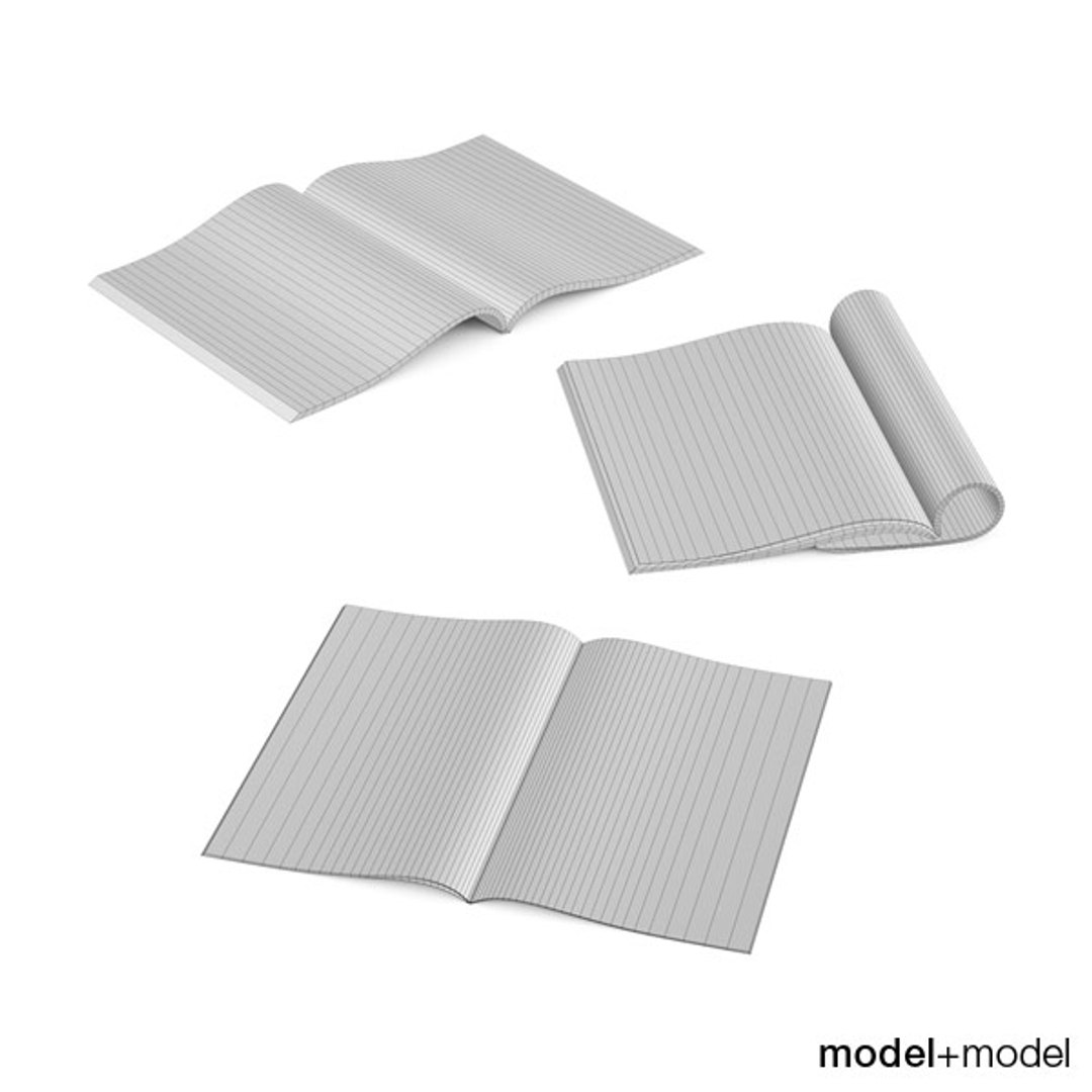 3d model open magazine comic book