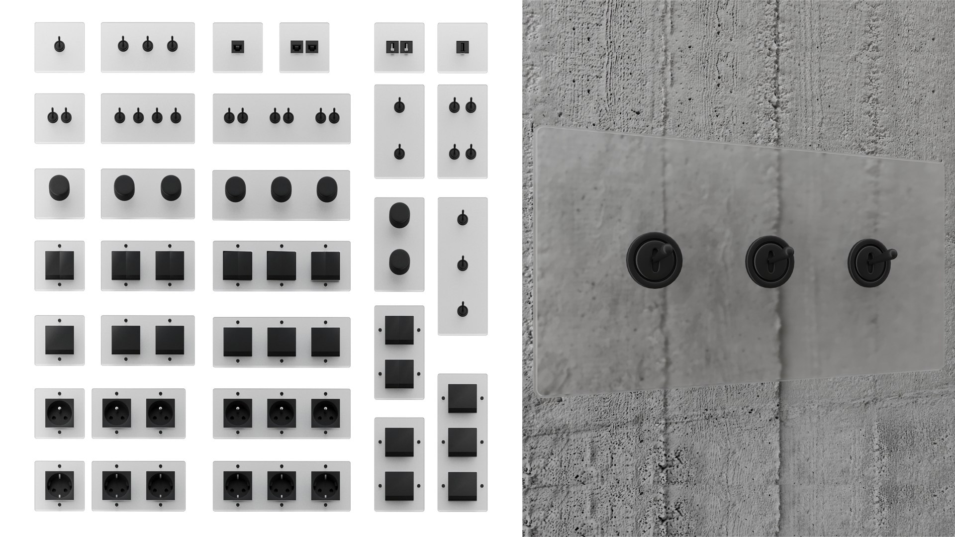 3D Corston Switches And Sockets Glass - TurboSquid 2210144
