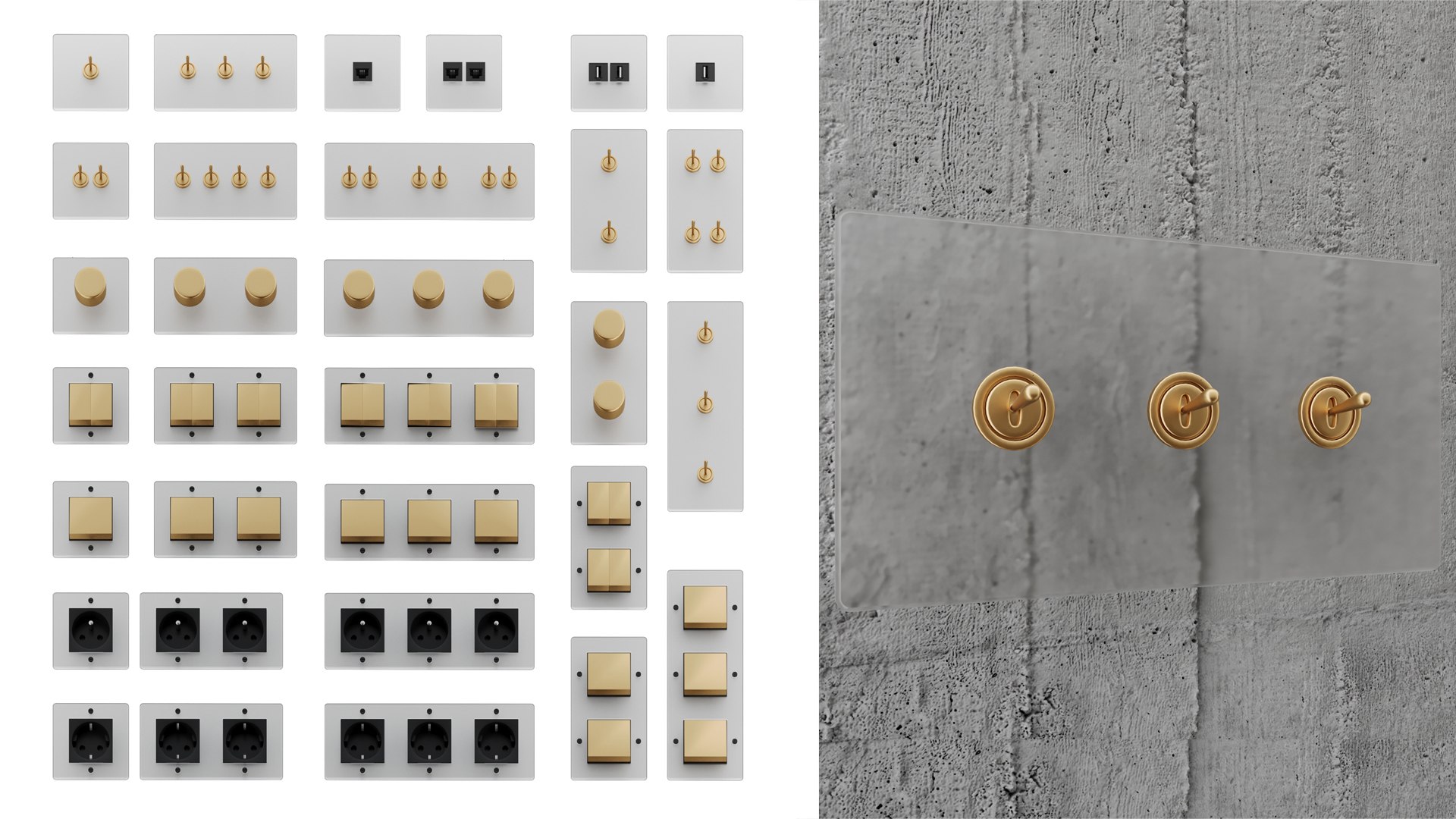 3D Corston Switches And Sockets Glass - TurboSquid 2210144