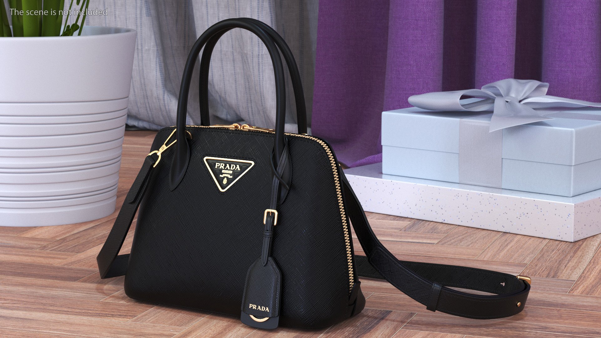 3D Woman Bag Prada Promenade Black - TurboSquid 2131762