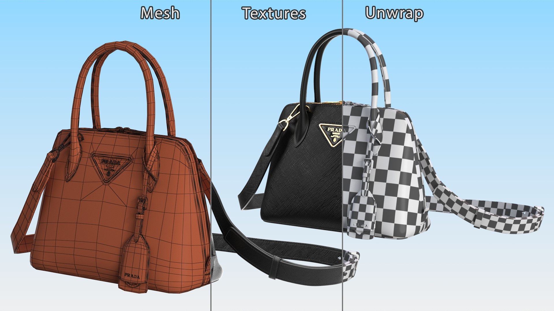 3D Woman Bag Prada Promenade Black - TurboSquid 2131762