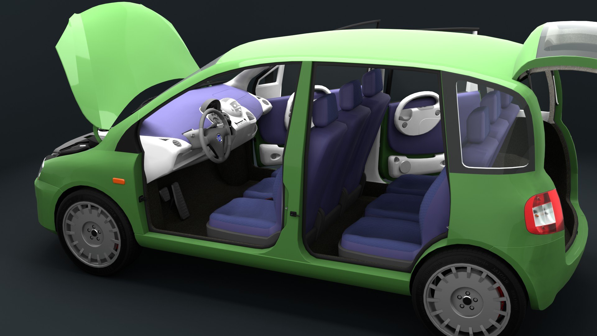 Fiat Multipla 2004 Lowpoly 3D Model - TurboSquid 2141043