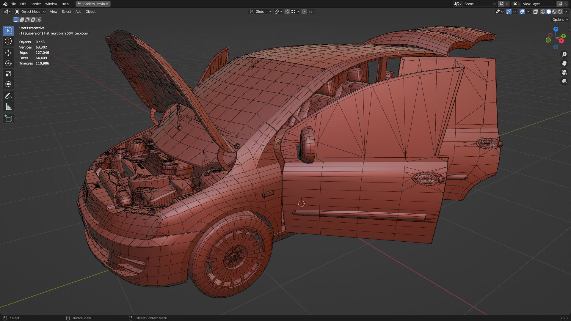 Fiat Multipla 2004 Lowpoly 3D Model - TurboSquid 2141043