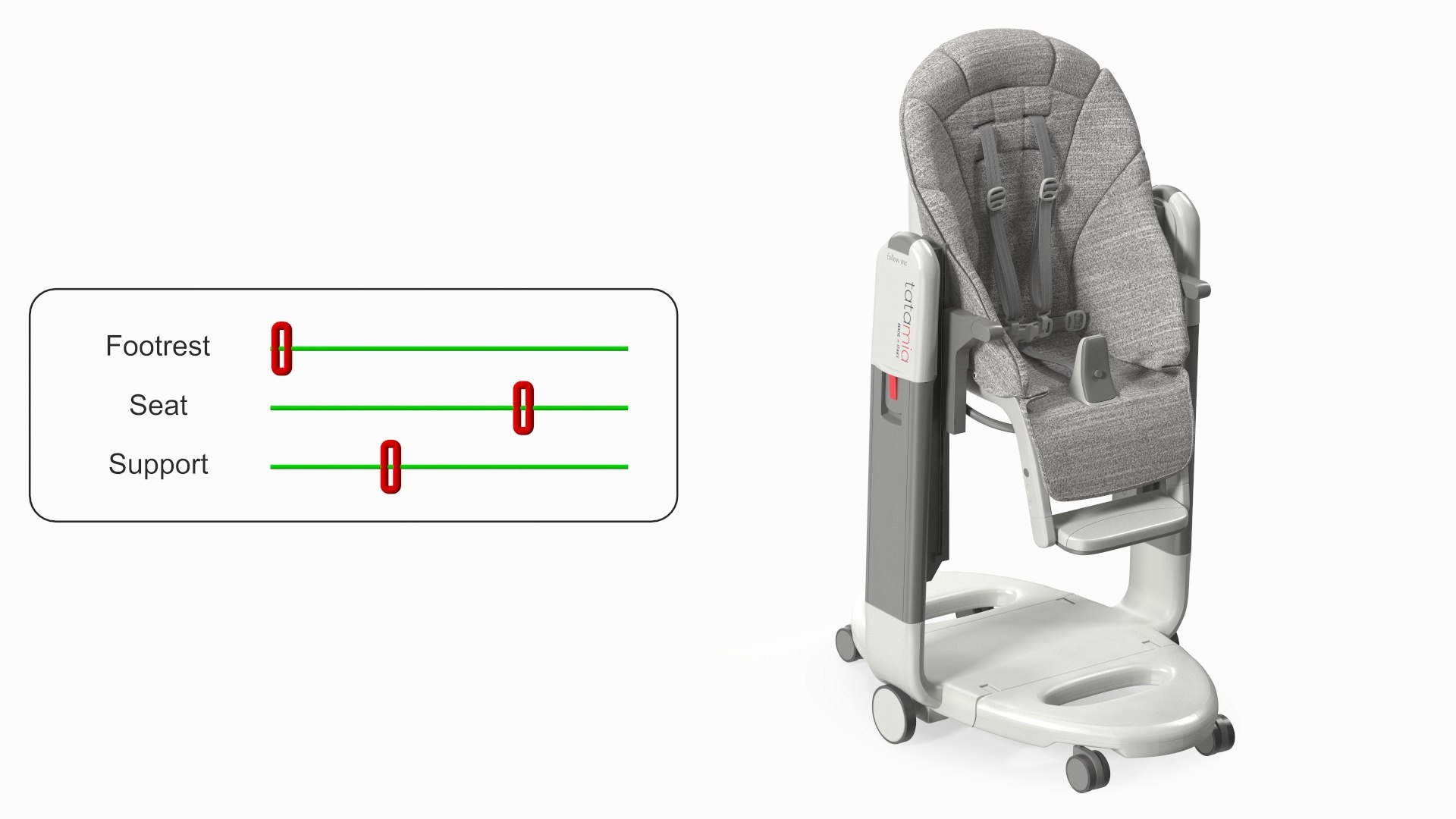 High Chair Peg Perego Horizontal Grey Rigged Model - TurboSquid 2166872