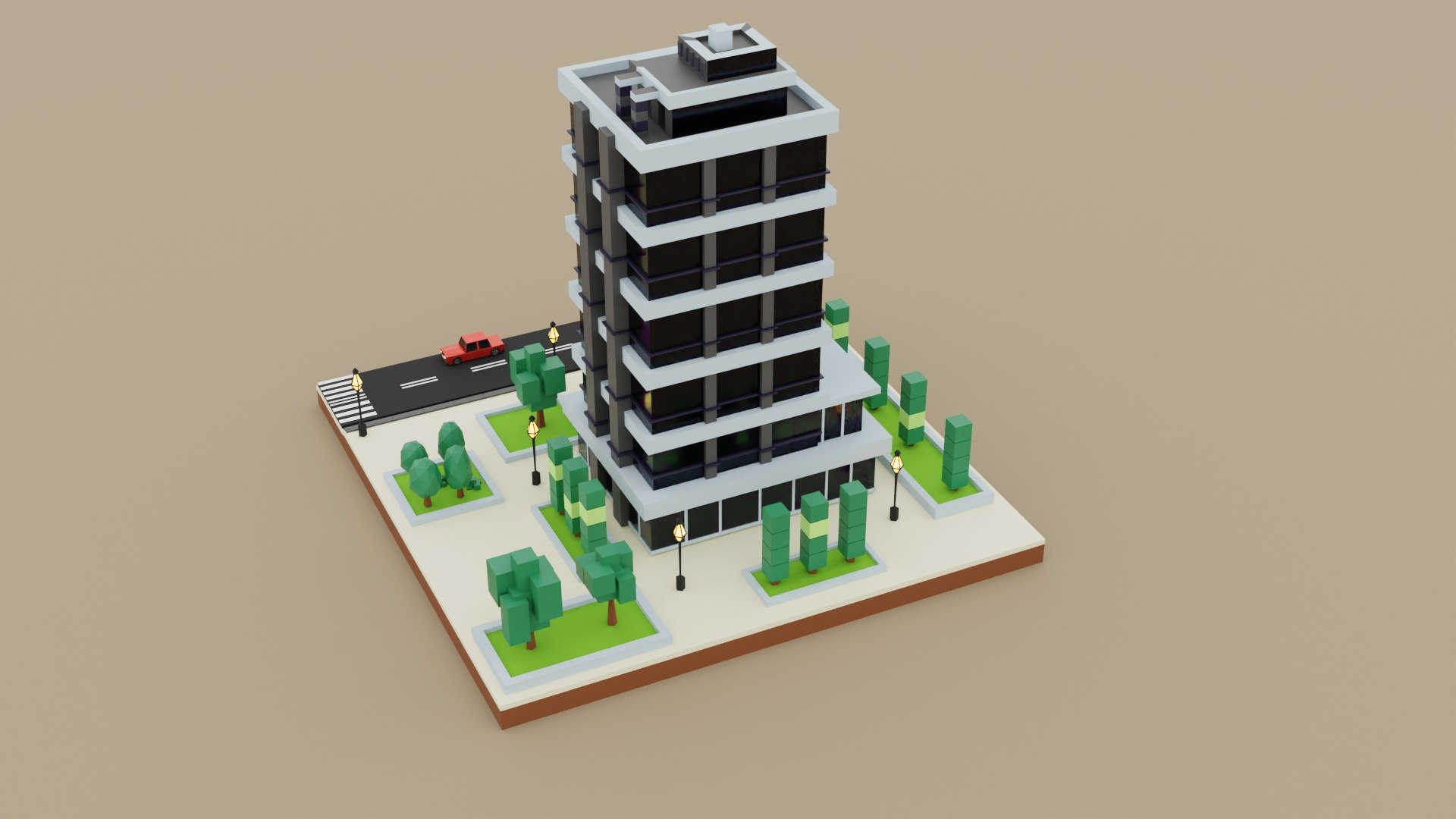 3D Low Poly Building Model - TurboSquid 2210076
