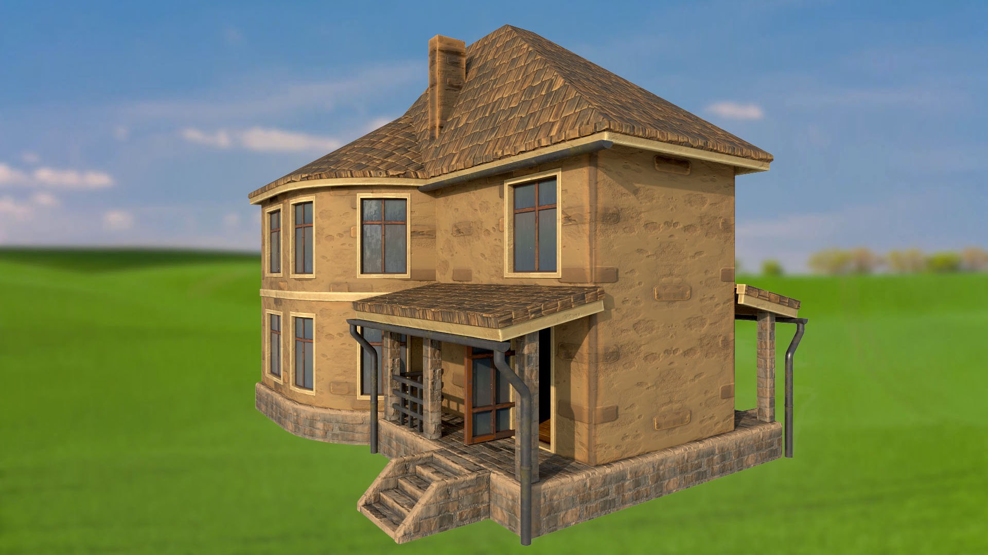 House Homestead Villa PBR Game Ready Low-poly Model - TurboSquid 2025561