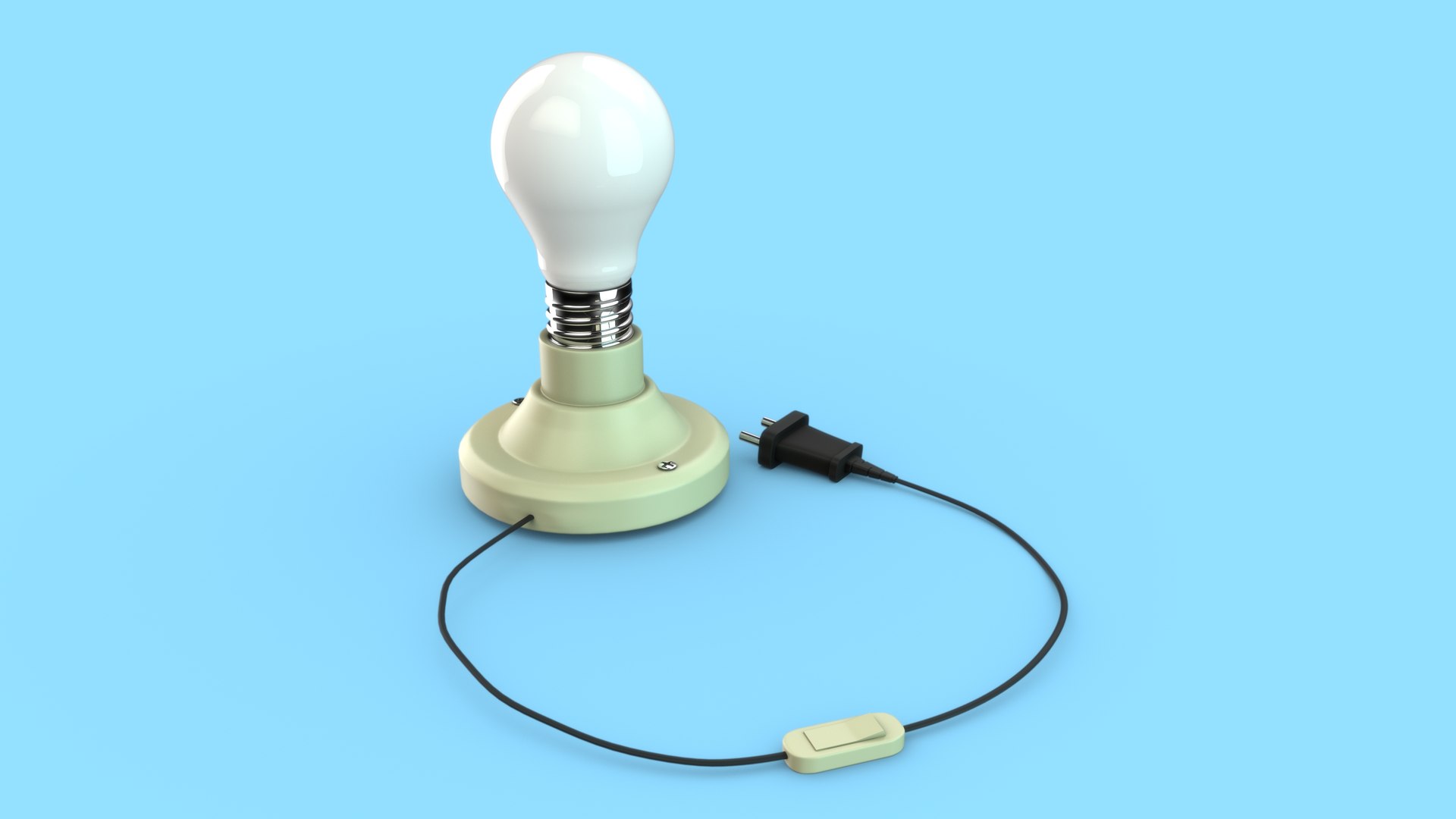 3D CFL Bulb With Holder And Switch Model - TurboSquid 2185330