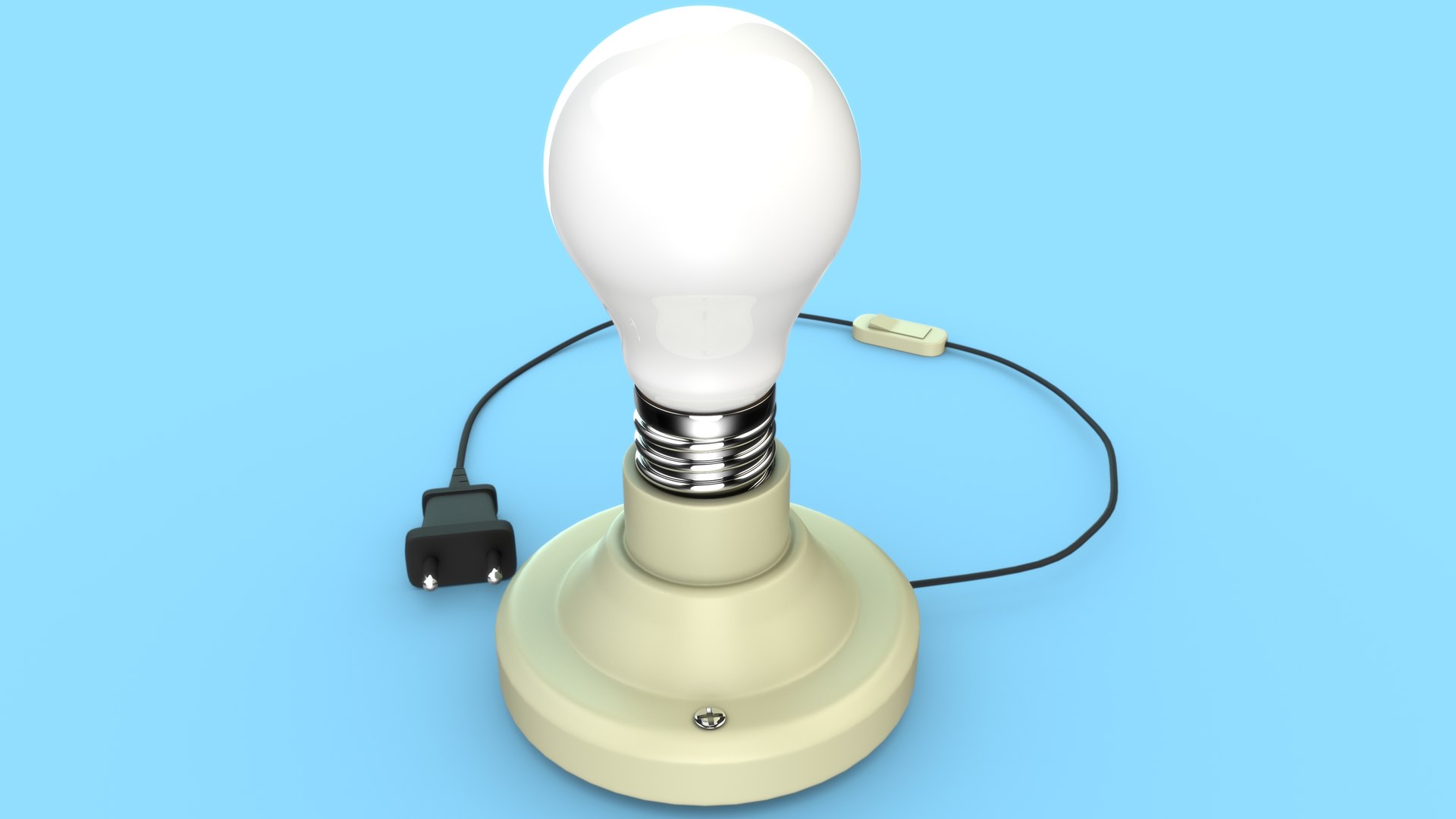 3D CFL Bulb With Holder And Switch Model - TurboSquid 2185330