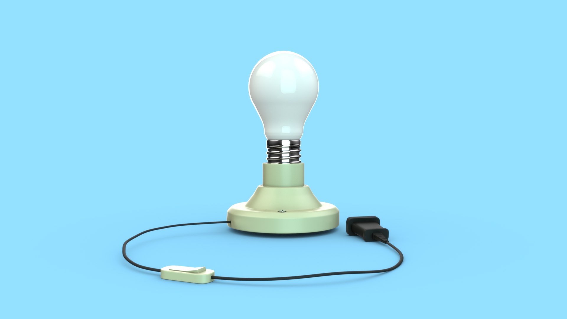 3D CFL Bulb With Holder And Switch Model - TurboSquid 2185330