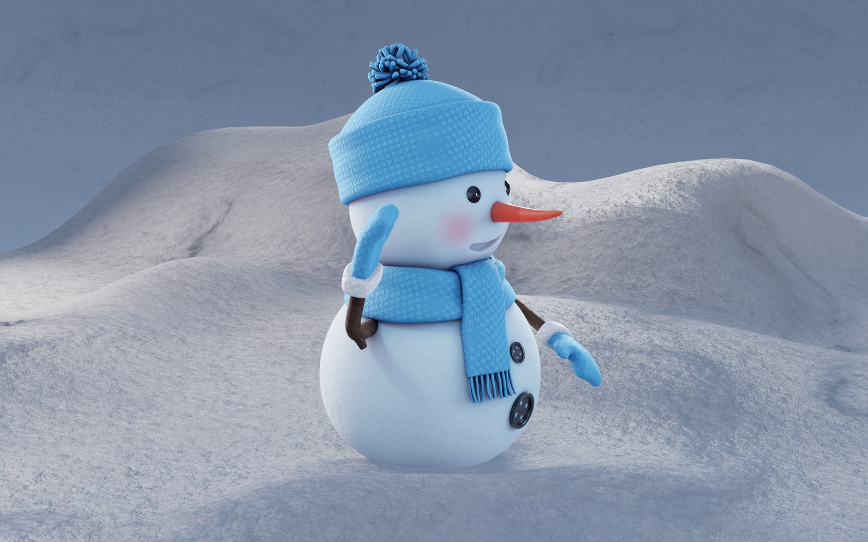 Snowman Snow 3D Model - TurboSquid 1521437