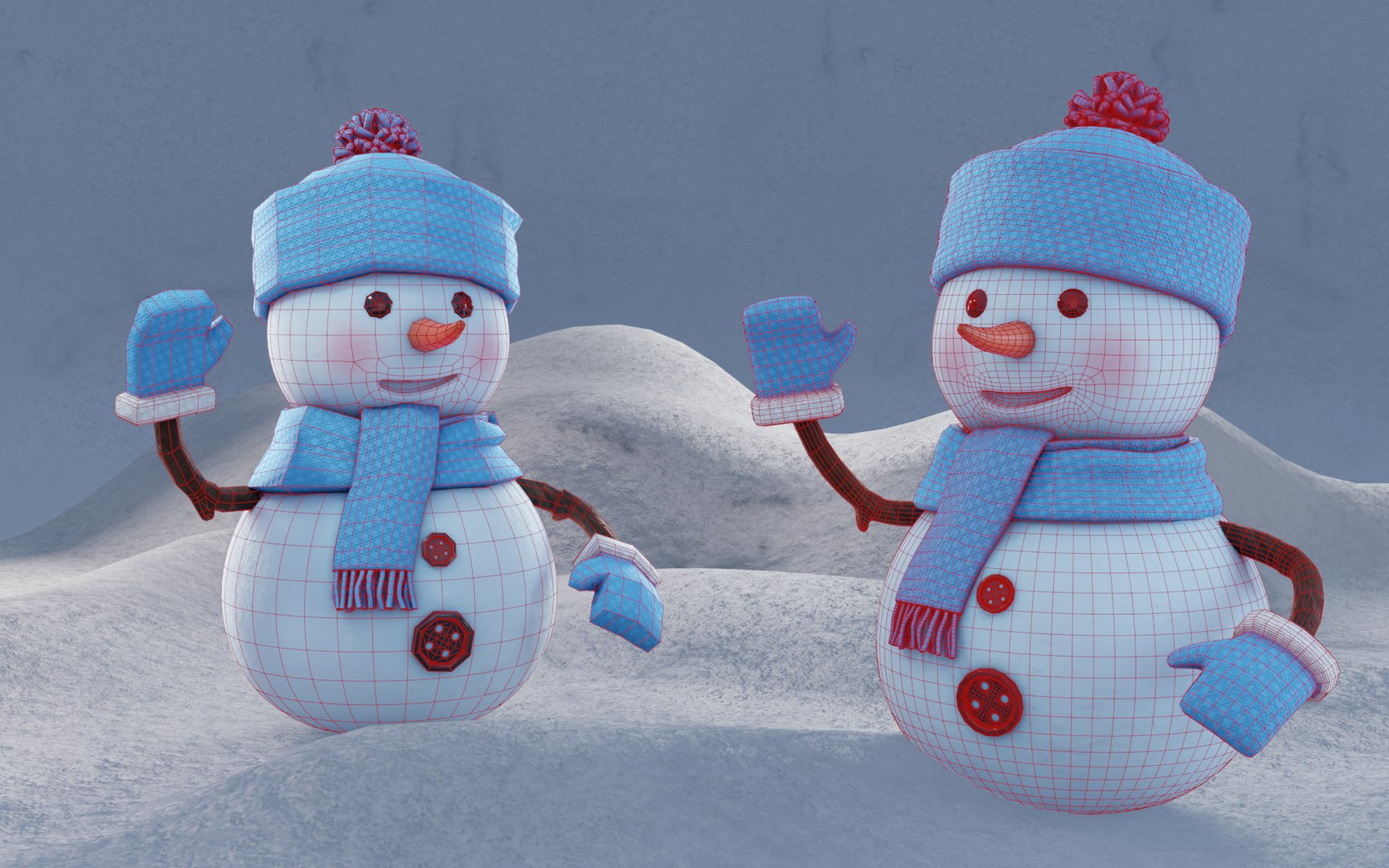 Snowman Snow 3D Model - TurboSquid 1521437