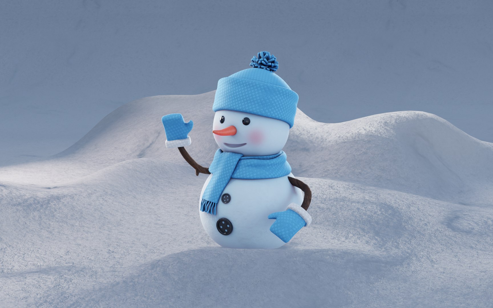 Snowman Snow 3D Model - TurboSquid 1521437