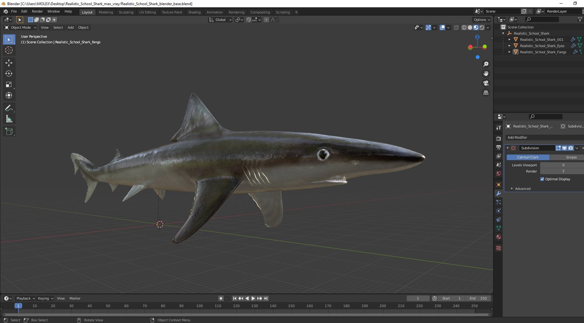 3D Realistic School Shark - TurboSquid 2236318