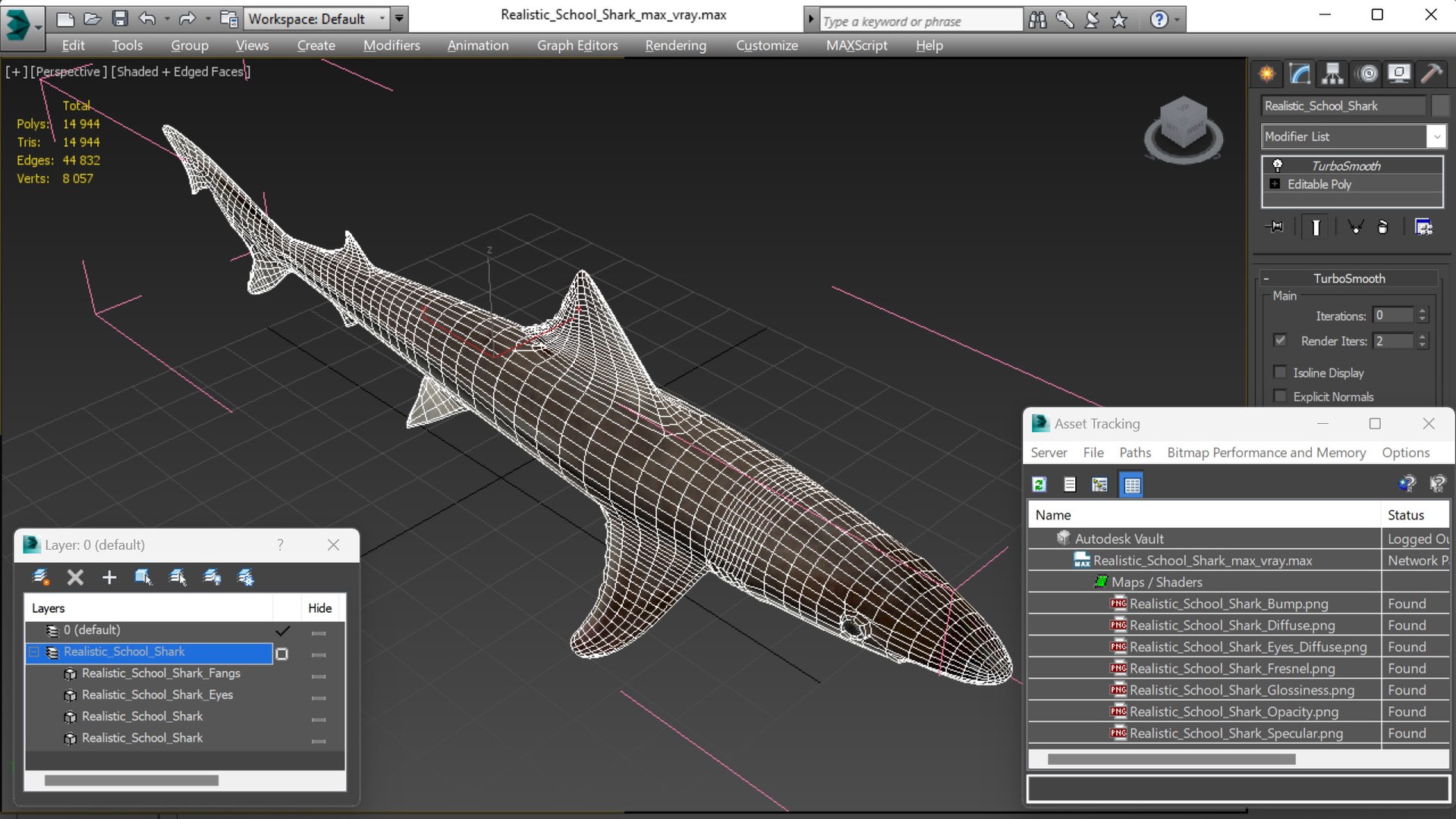 3D Realistic School Shark - TurboSquid 2236318