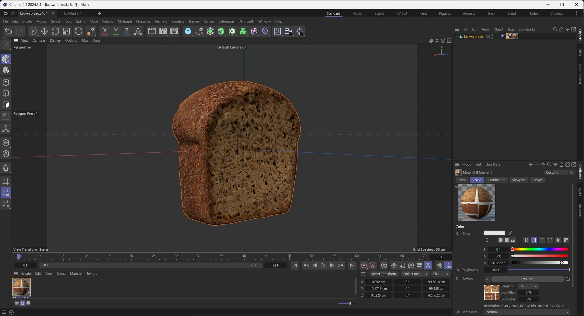 Brown Bread Slice 3D Model - TurboSquid 2369525