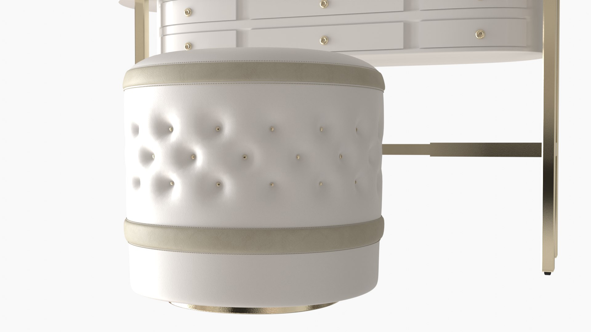 3D Model MakeUp Table With Mirror And Pouffe - TurboSquid 2213039