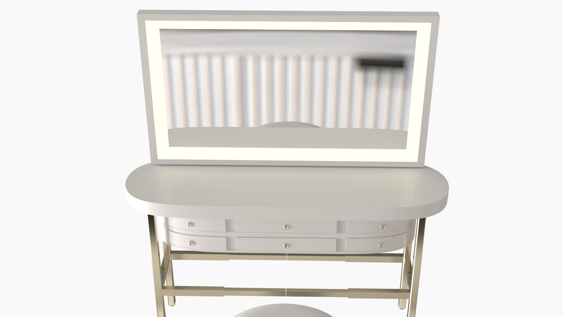 3D Model MakeUp Table With Mirror And Pouffe - TurboSquid 2213039