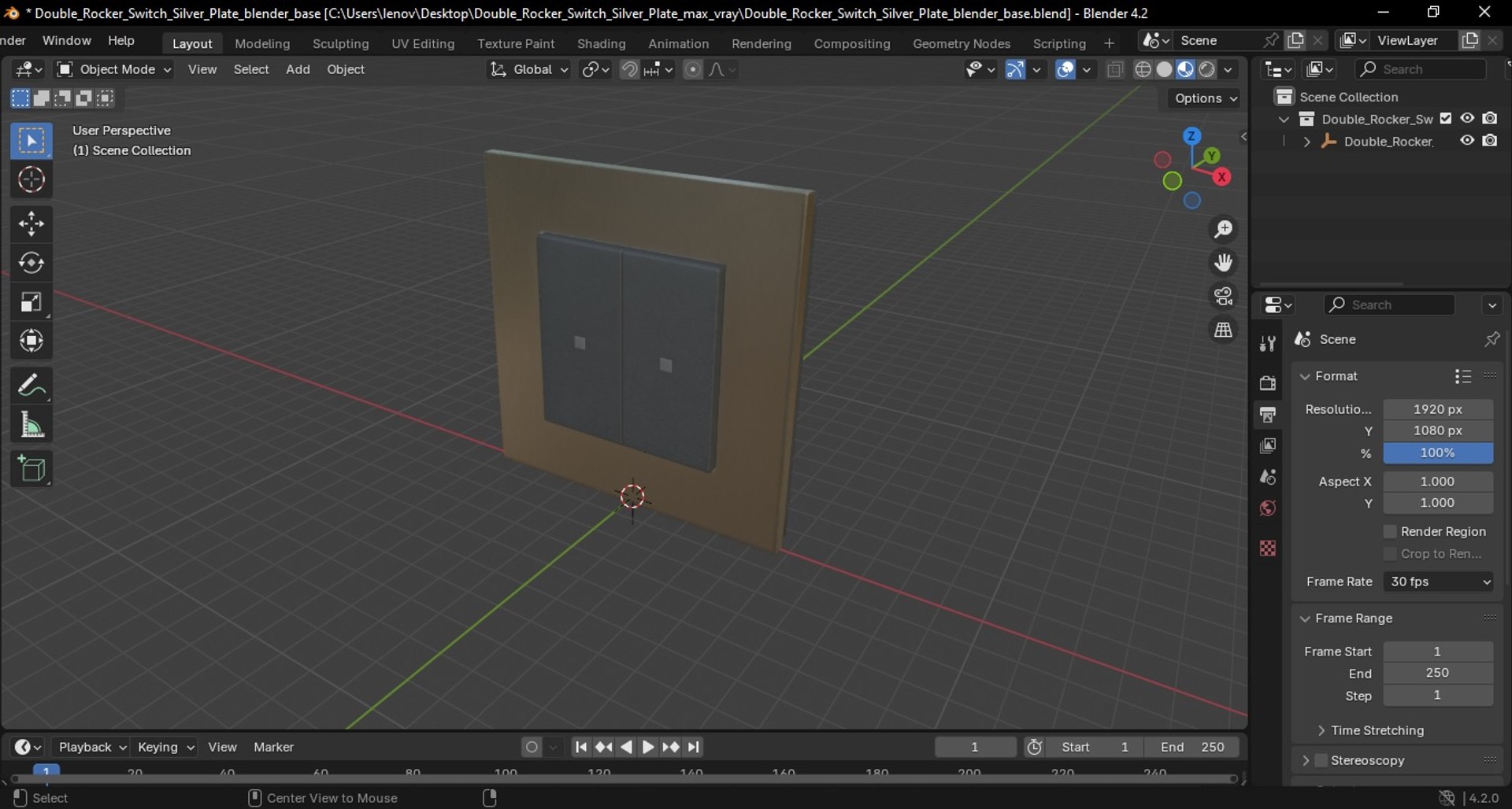 Double Rocker Switch Silver Plate 3D Model - TurboSquid 2409992