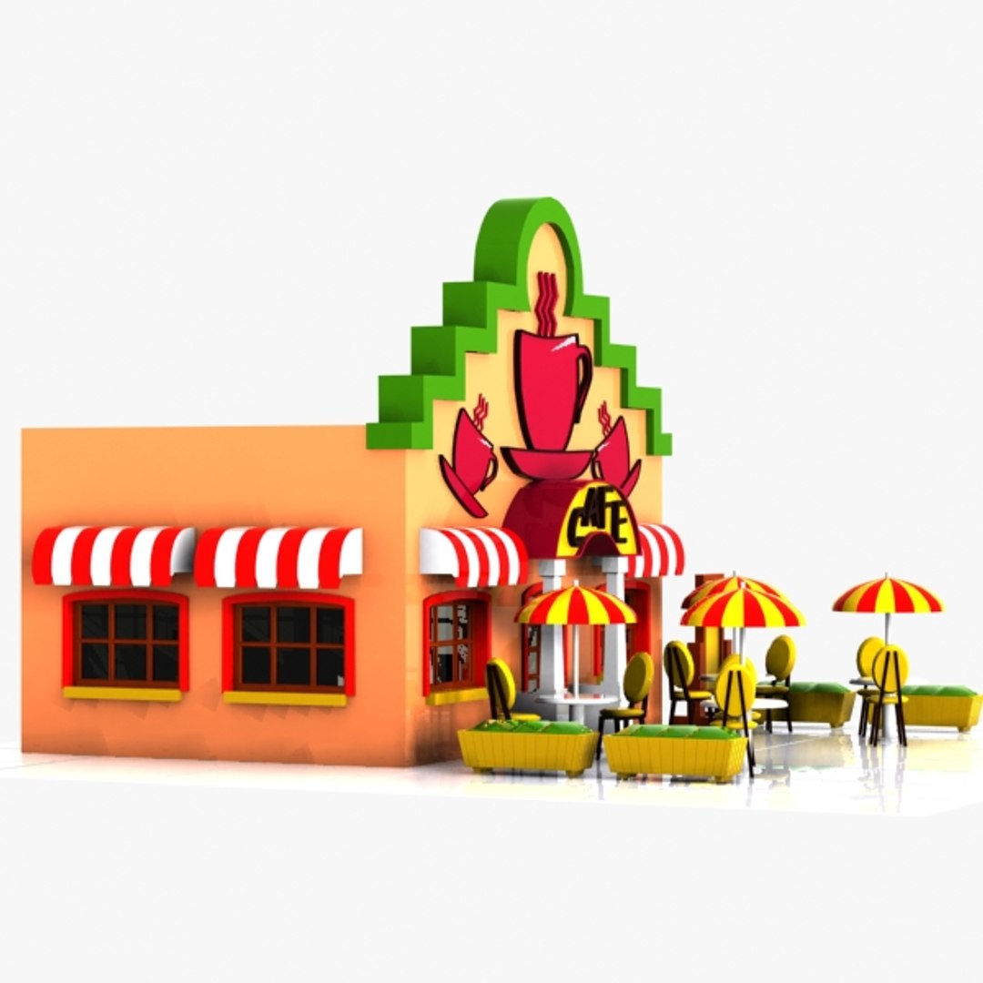 3d Cartoon Cafe Toon Model