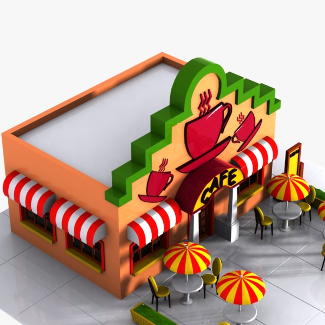 3d Cartoon Cafe Toon Model