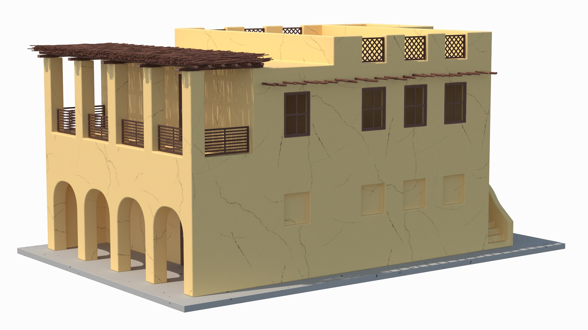 Cartoon Large Arab House With Terrace 3D - TurboSquid 2279700