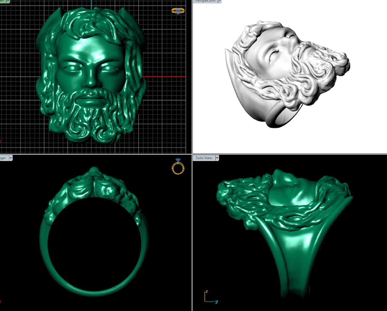 Mens Ring Zeus Face 3D Model - TurboSquid 2033843