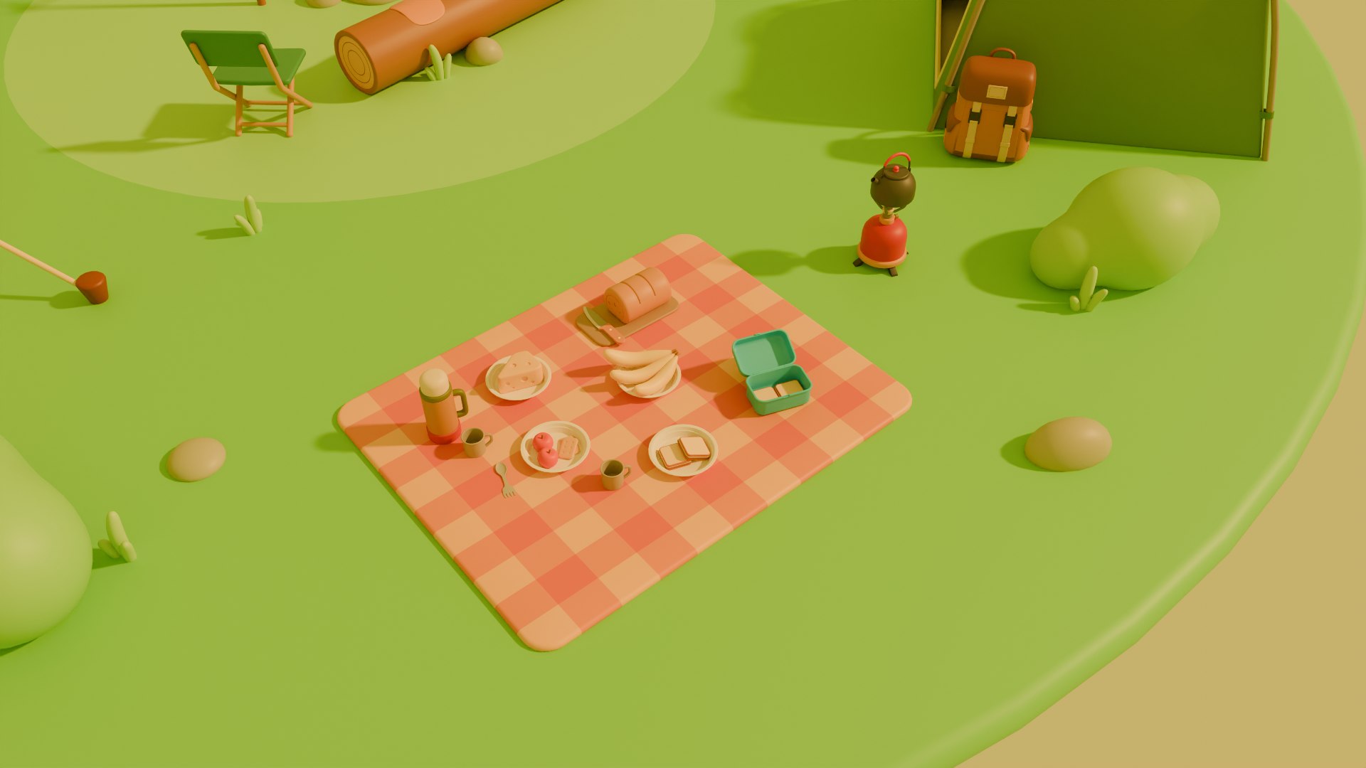 Low Poly Stylized Cartoon Camping Pack 3D Model - TurboSquid 2420867