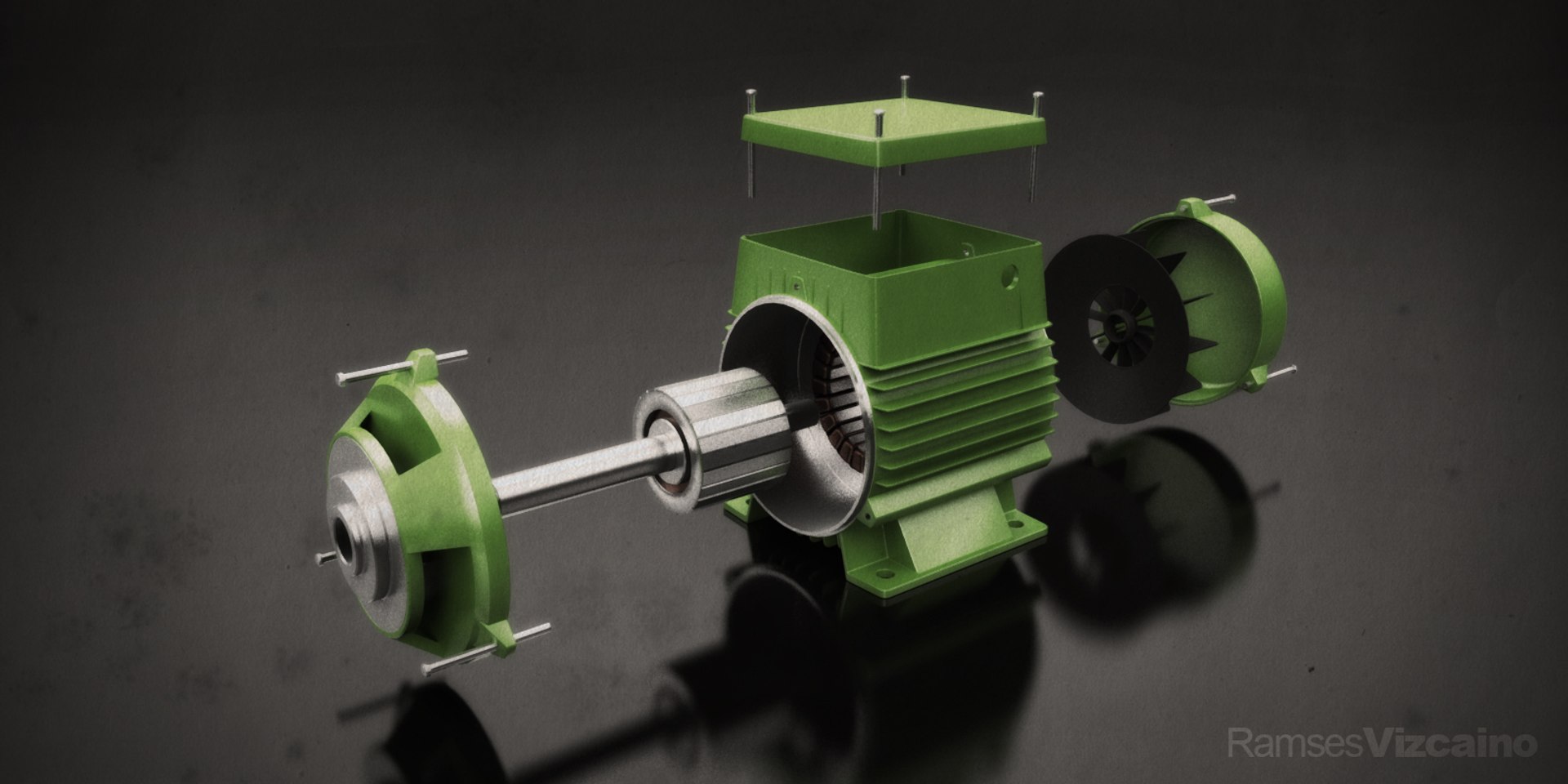 monofasic electric motor 3d obj