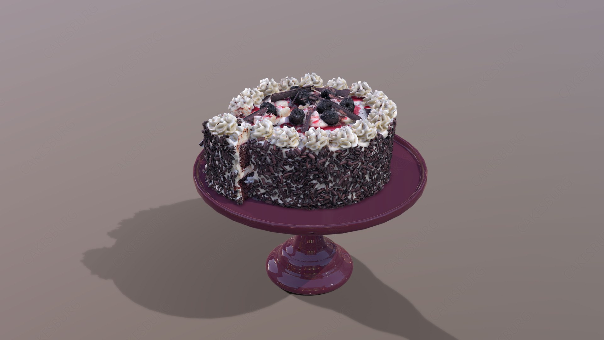 Sliced Black Forest Gateau 3D Model - TurboSquid 1969165