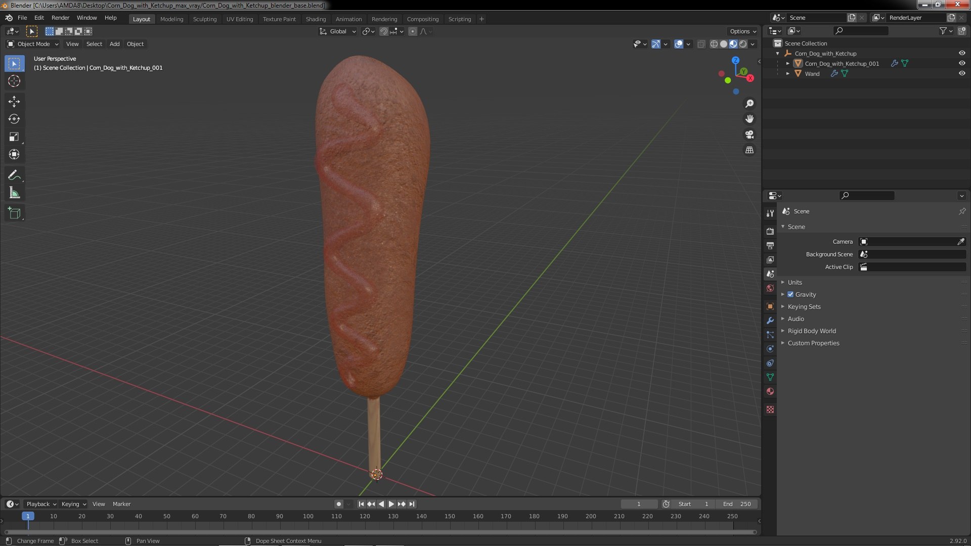 3D Corn Dog With Ketchup - TurboSquid 2147313