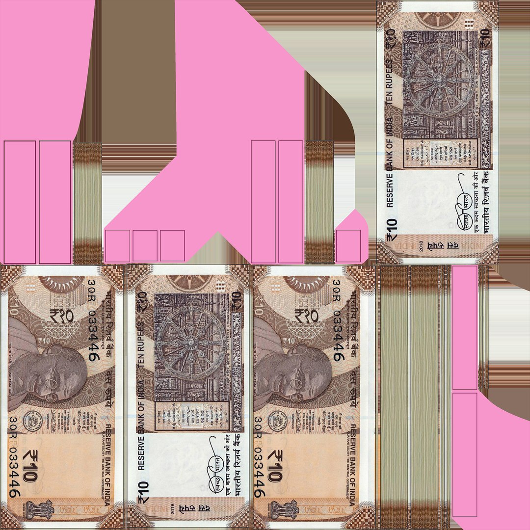 3D Model Indian 10 Note Currency Bundle AR VR PBR - TurboSquid 2007199