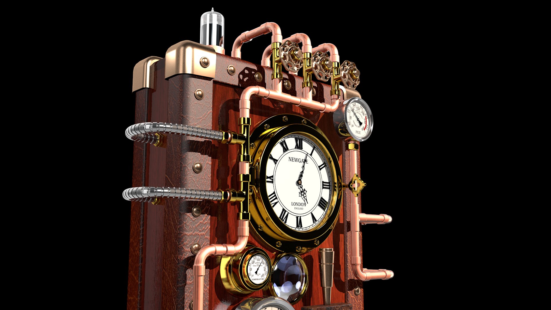 Steampunk Clock 3d Model