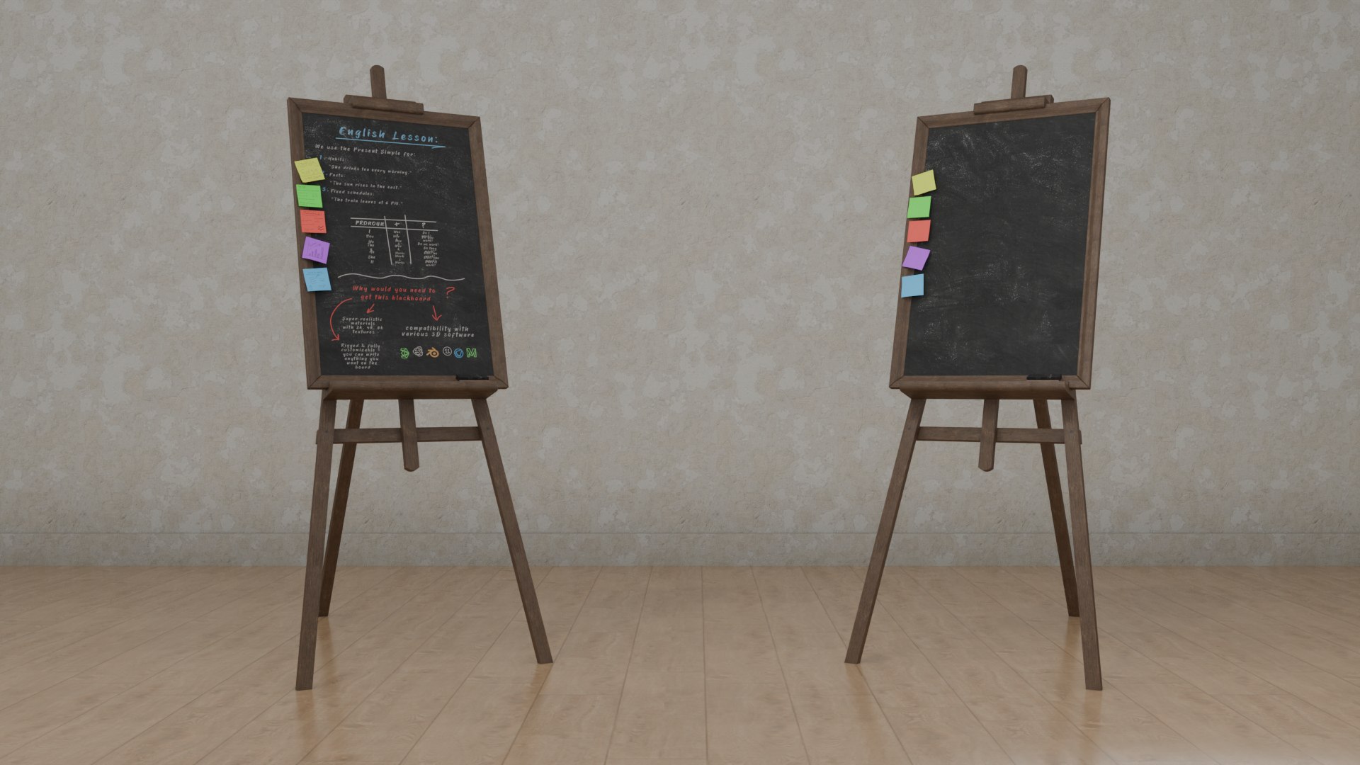 Classic Blackboard Trio - Customizable Standing Writing Board Set 3D ...