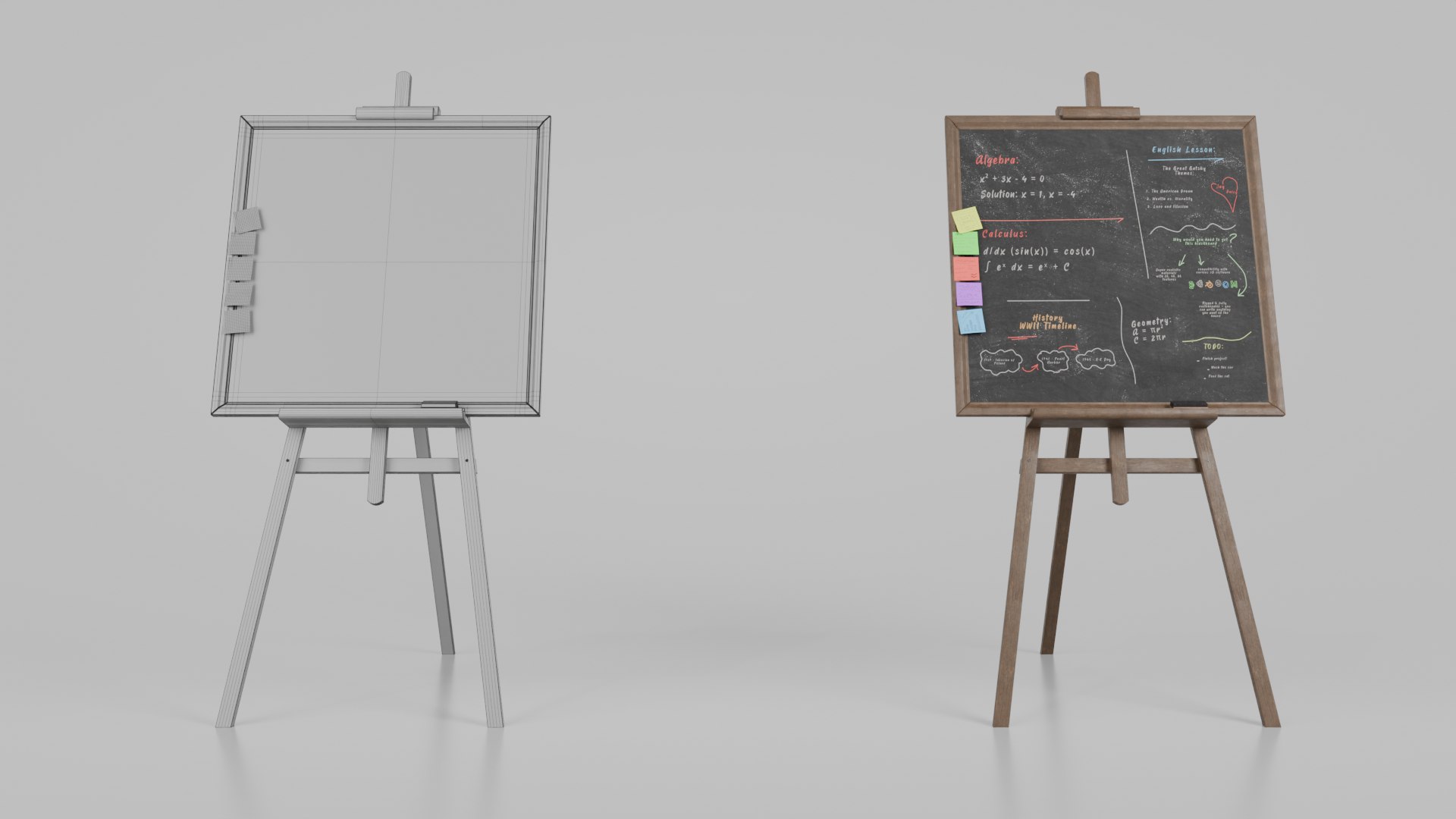 Classic Blackboard Trio - Customizable Standing Writing Board Set 3D ...