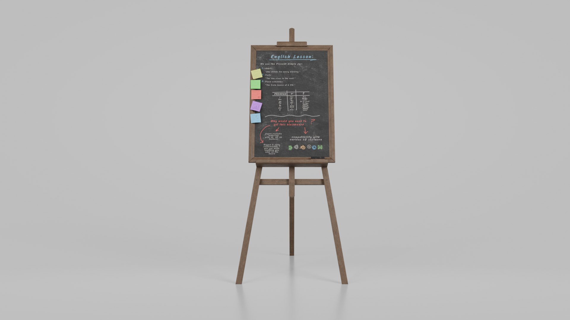 Classic Blackboard Trio - Customizable Standing Writing Board Set 3D ...