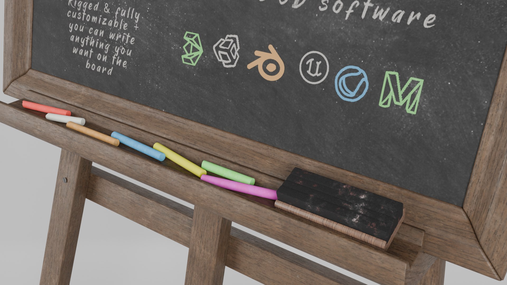 Classic Blackboard Trio - Customizable Standing Writing Board Set 3D ...