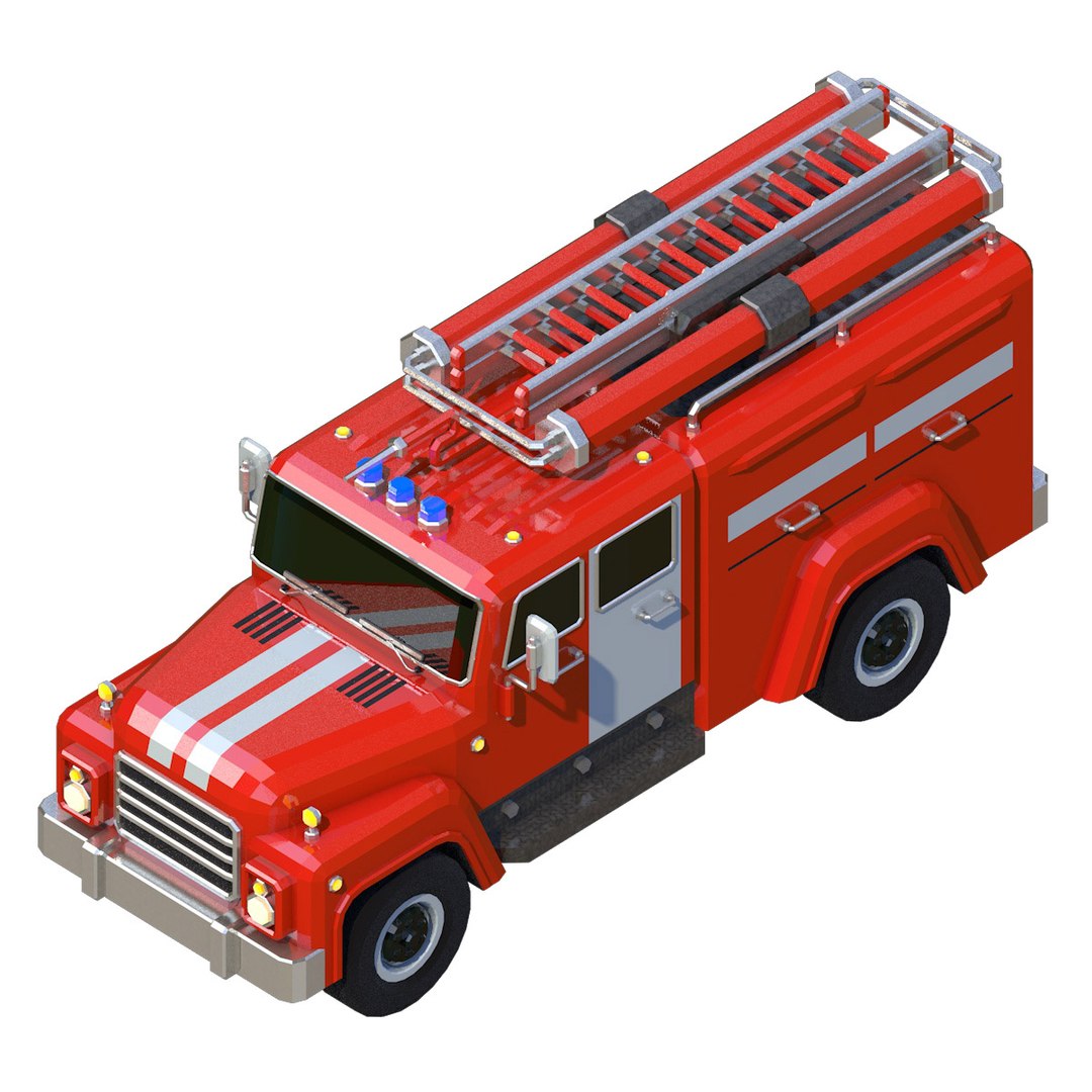 Cartoon Old Fire Engine 3D Model - TurboSquid 2162393