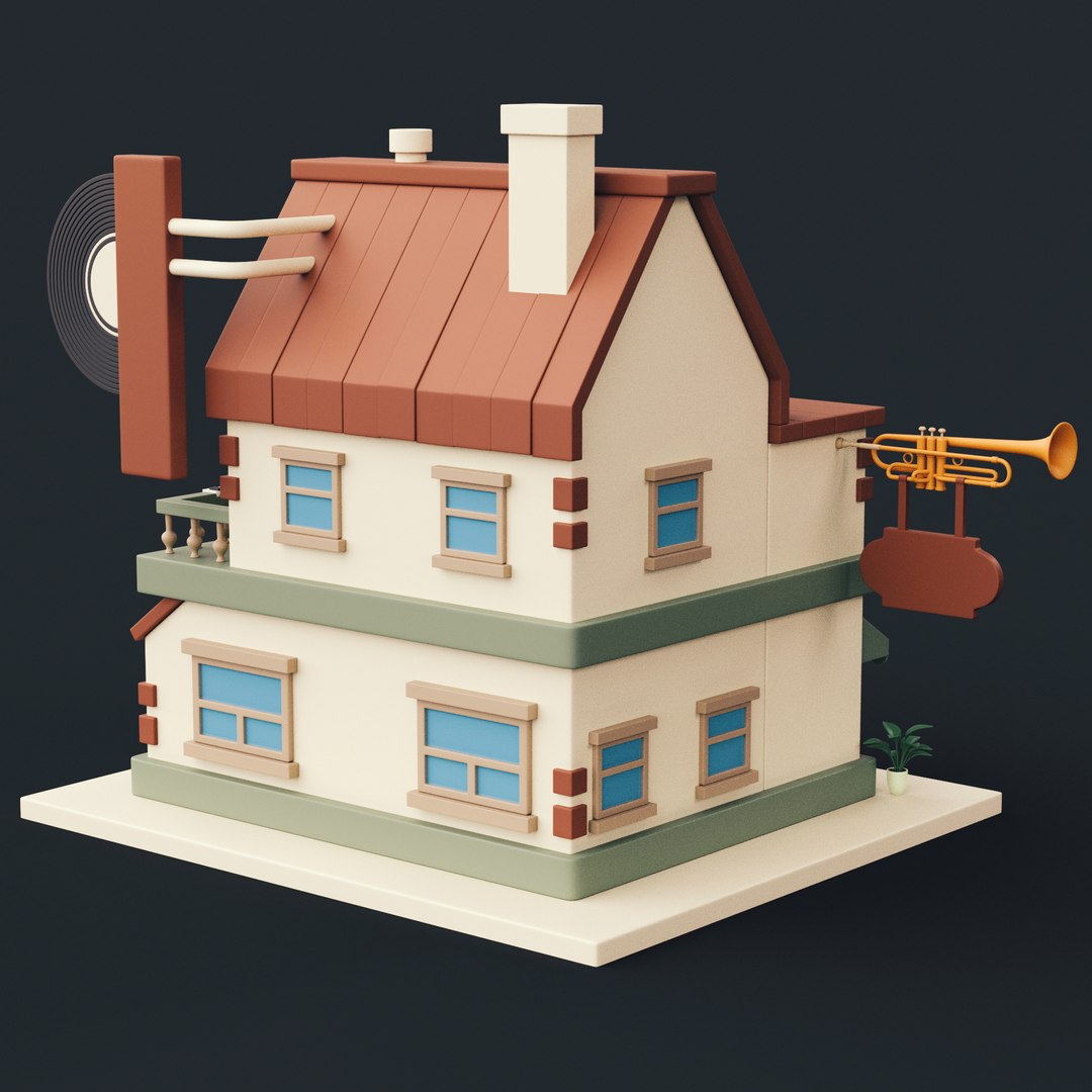 3D Cartoon Music Store 01 - TurboSquid 1957617