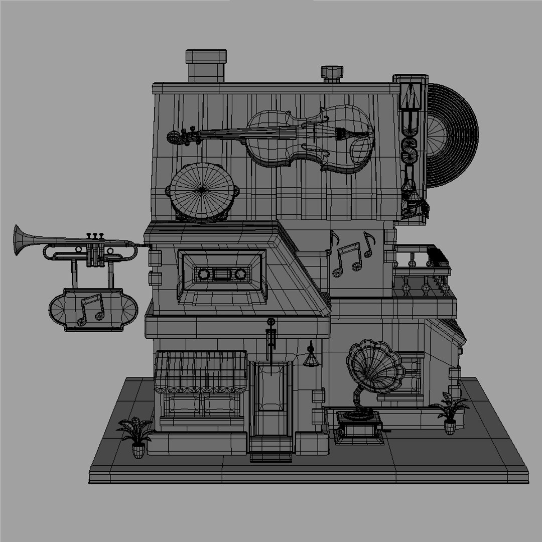 3D Cartoon Music Store 01 - TurboSquid 1957617