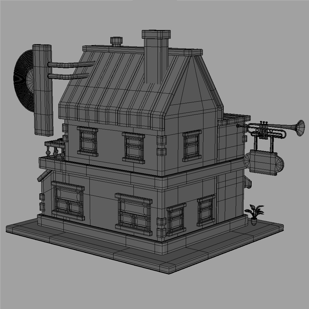 3D Cartoon Music Store 01 - TurboSquid 1957617