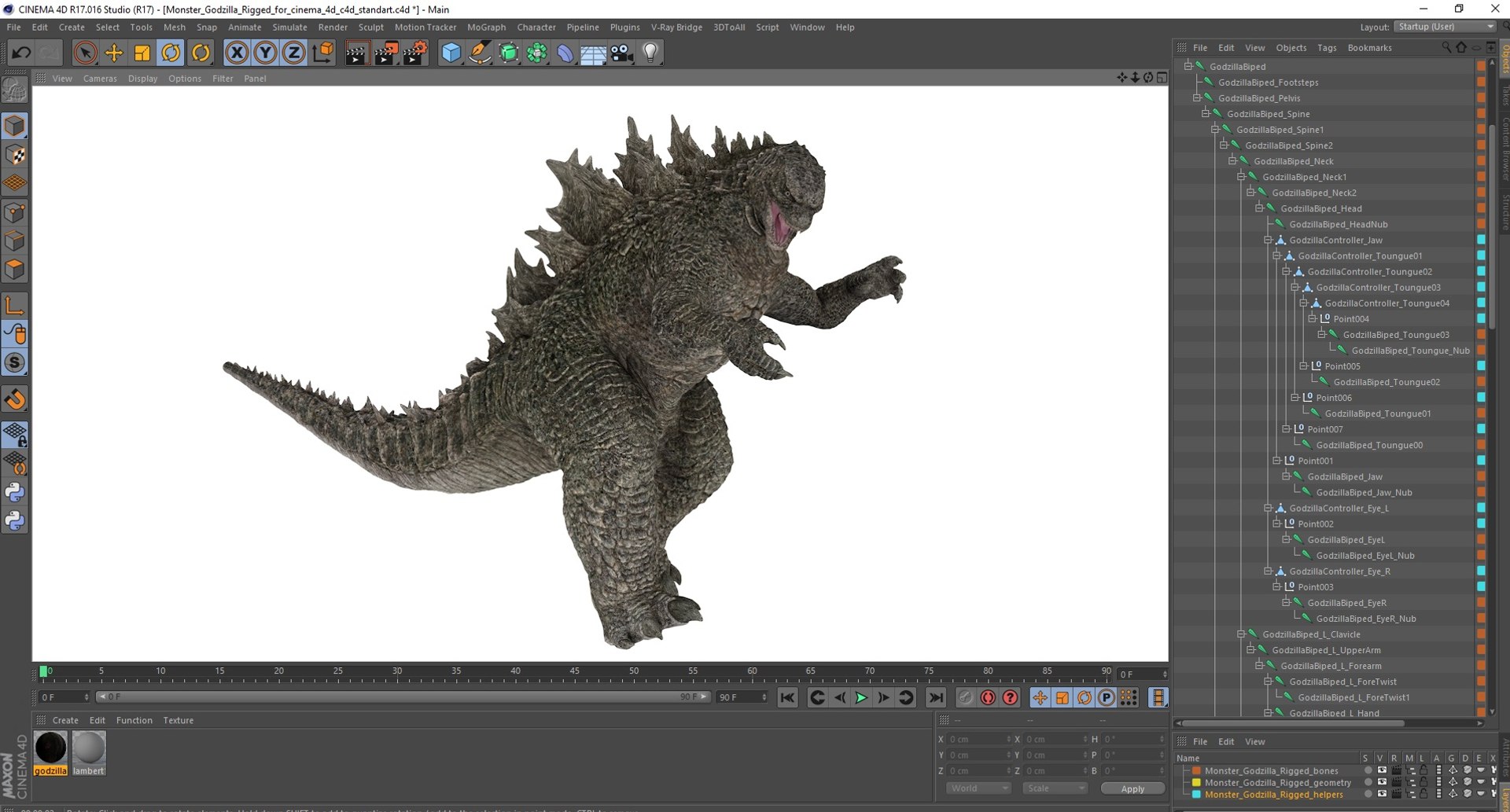 3D Monster Godzilla Rigged for Cinema 4D - TurboSquid 2117681