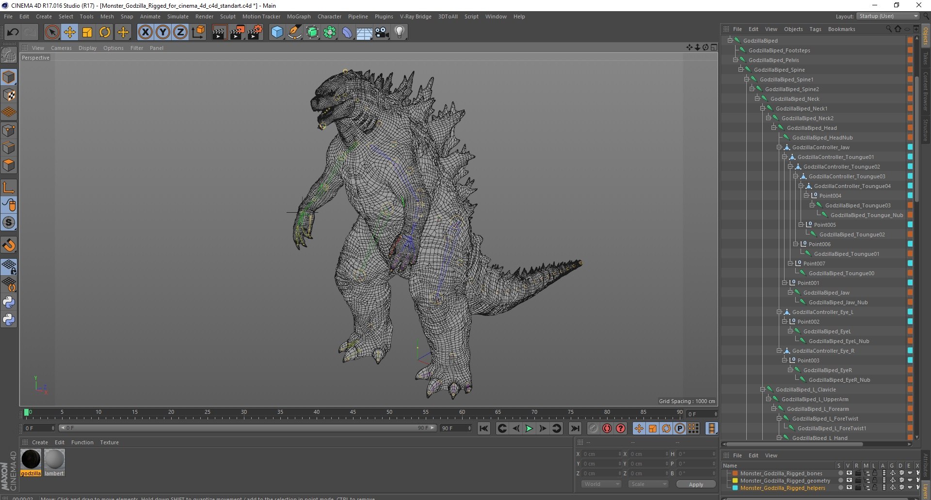 3D Monster Godzilla Rigged for Cinema 4D - TurboSquid 2117681