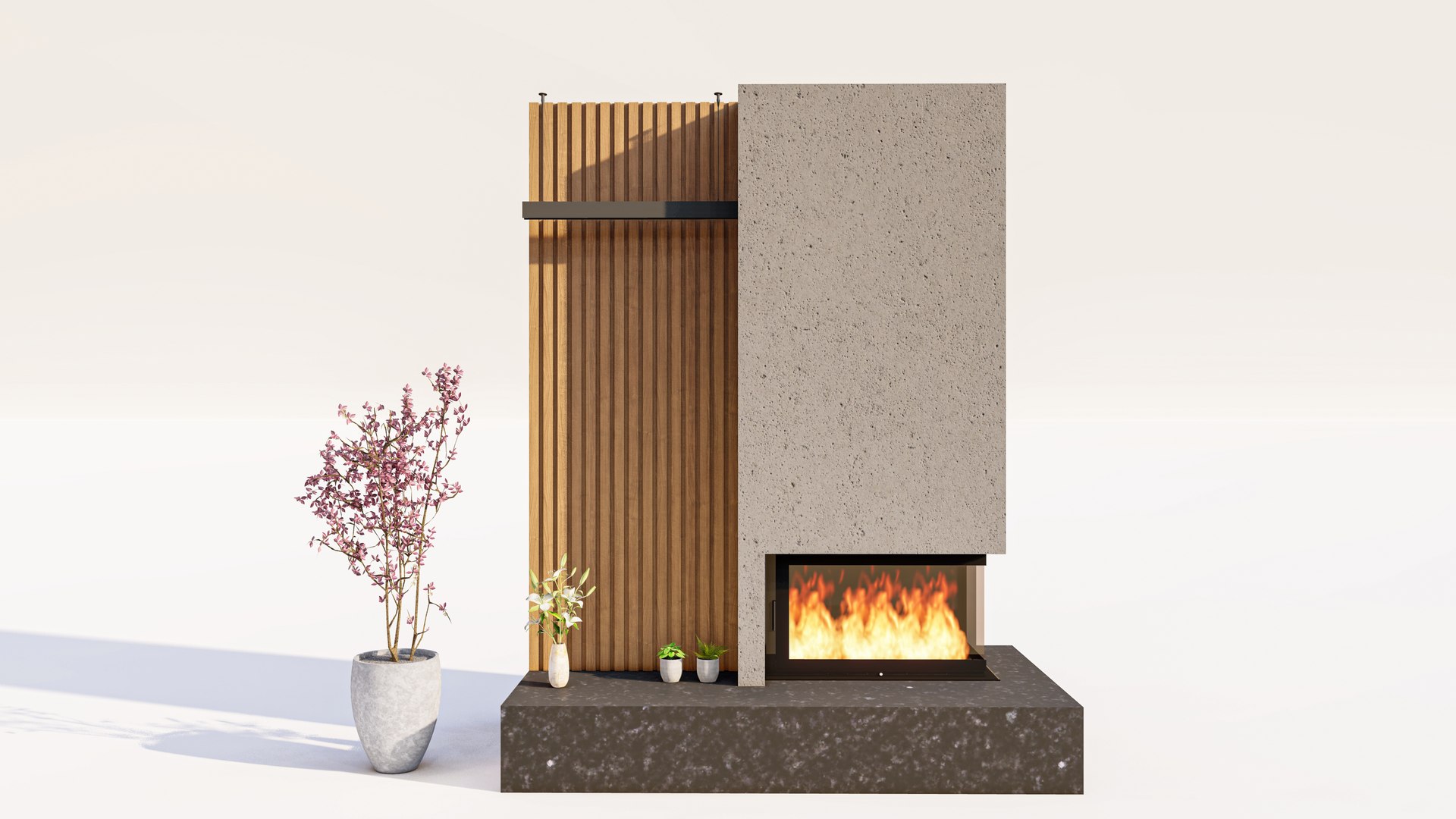3D Luxus Corner Guillotine Wood Fireplace - TurboSquid 2533935