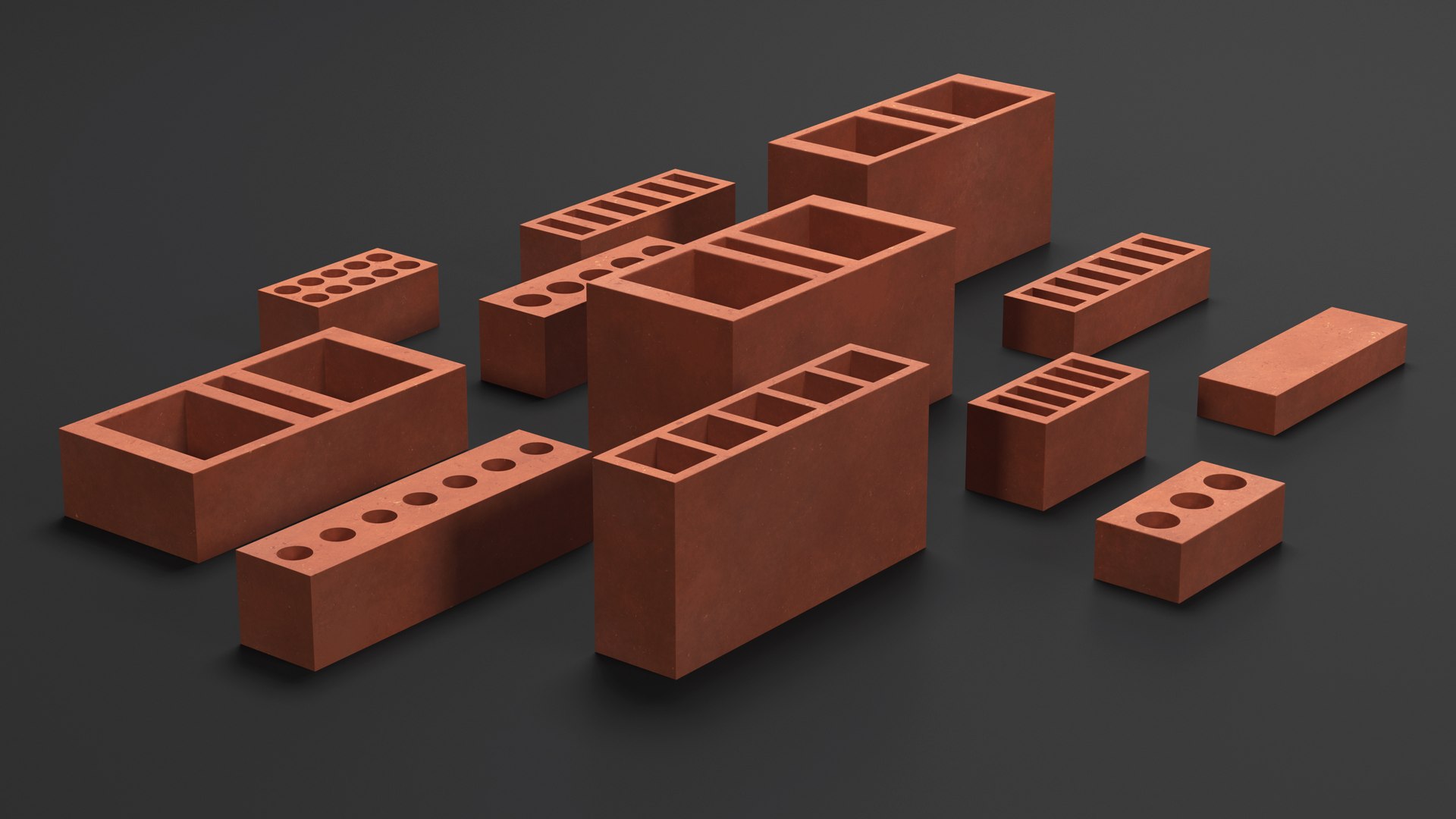3D Bricks Set Red Model - TurboSquid 2140063