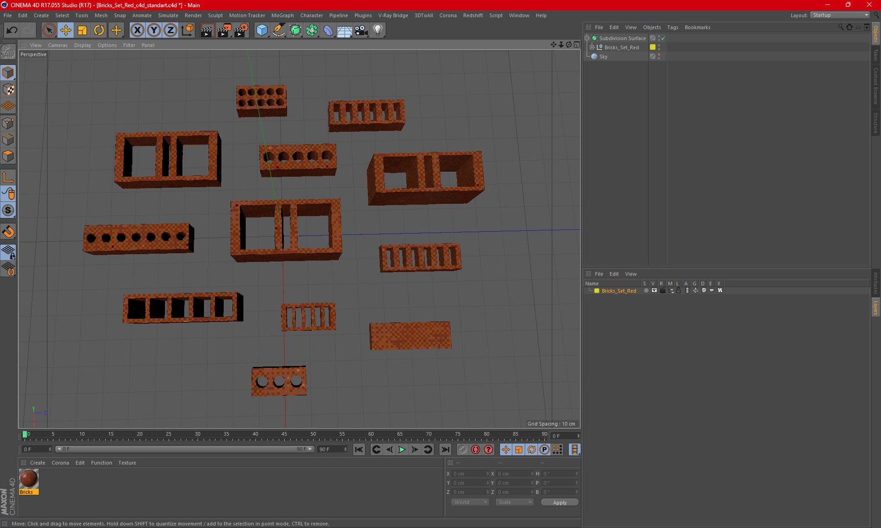 3D Bricks Set Red Model - TurboSquid 2140063
