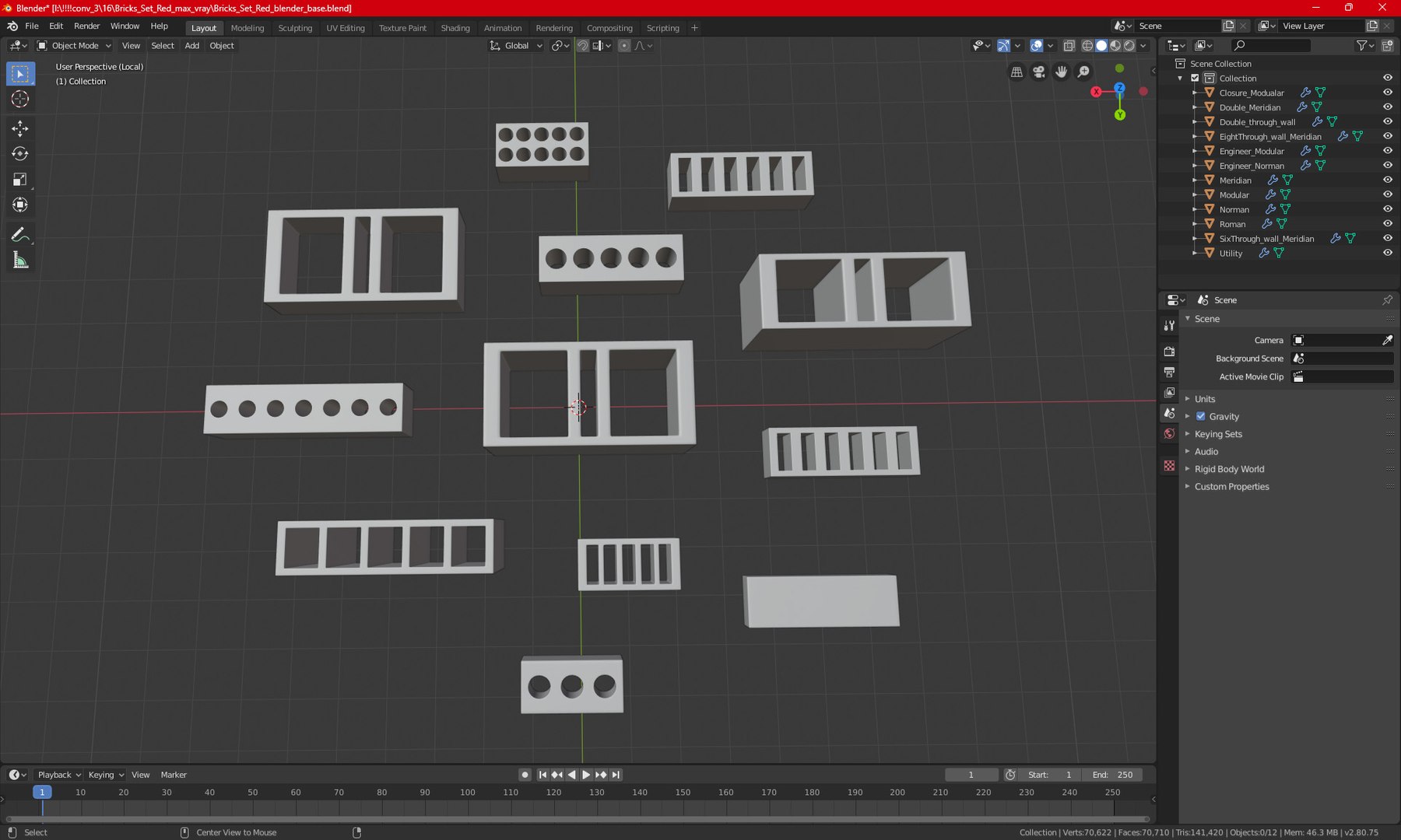 3D Bricks Set Red Model - TurboSquid 2140063