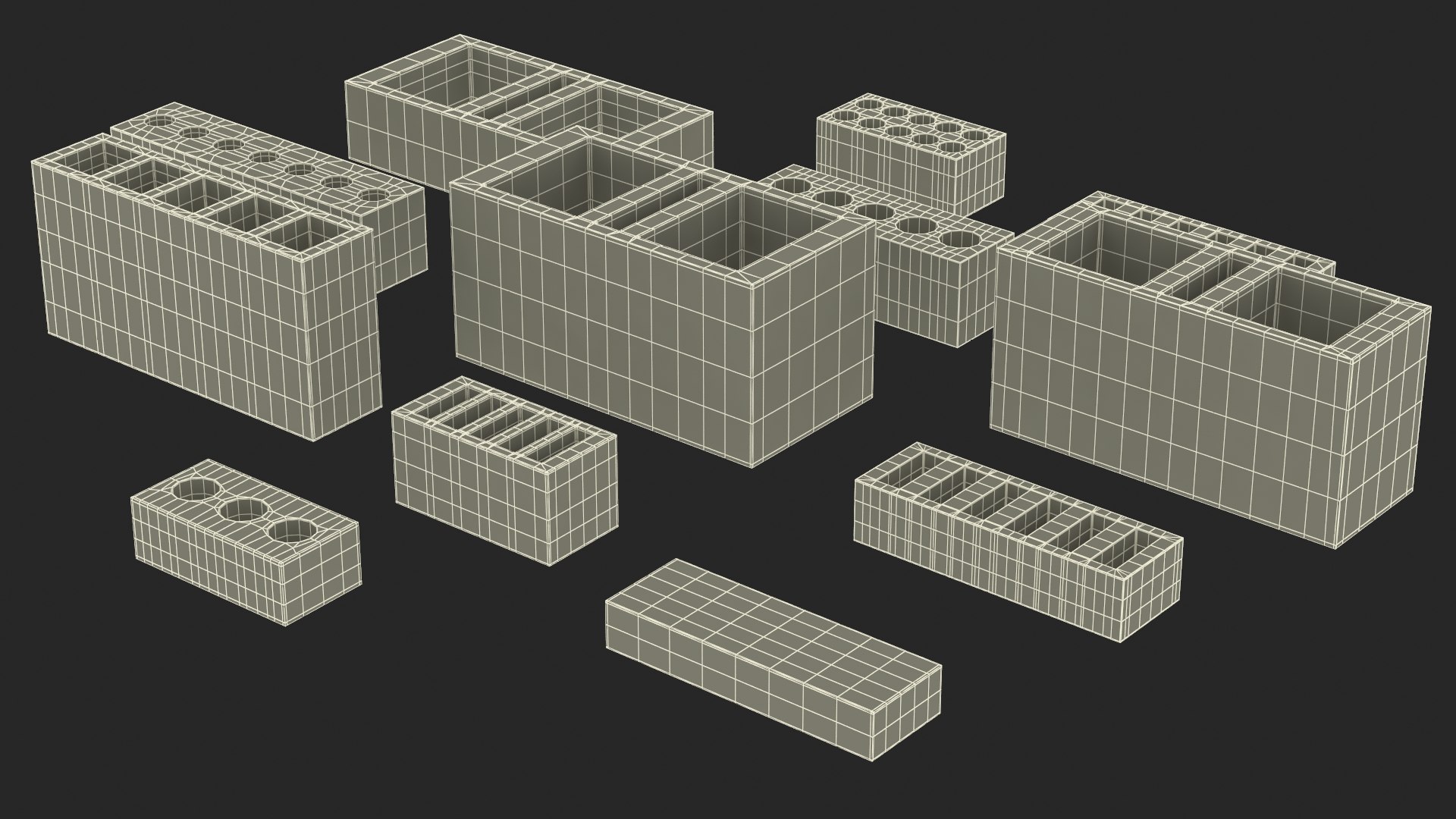 3D Bricks Set Red Model - TurboSquid 2140063